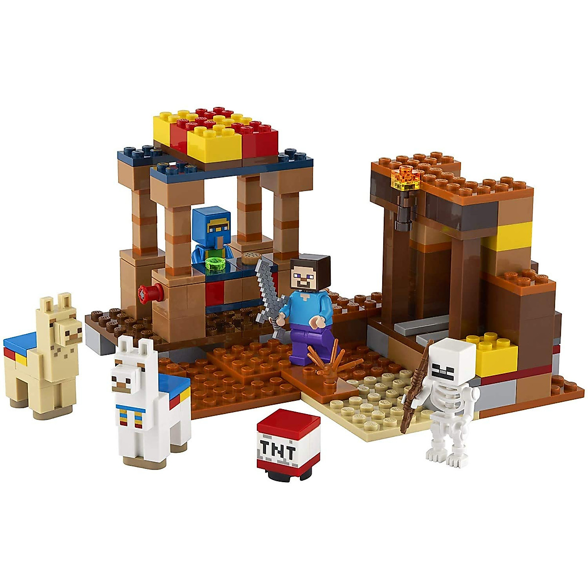 LEGO Minecraft The Trading Post 21167 Collectible Action-Figure Playset with Minecraft’s Steve and Skeleton Toys, New 2021 (201 Pieces)