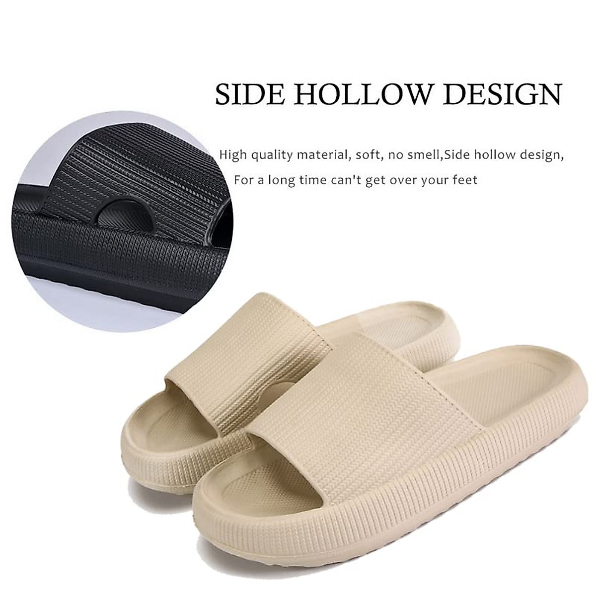 rosyclo Cloud Slippers for Women and Men Massage Thick Sole Non-Slip Shower Slippers Bathroom Super Soft Comfy House Cloud Slide Slippers for Indoor and Outdoor(Tan 38-39)