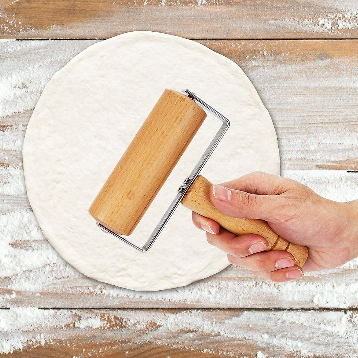T Shape Pastry Roller, Fondant Bakery for Kitchen Pin Pastry Tool Dough Roller Wooden Multifunction Cookie Pizza Rolling Pin Pasta Hand Chapati(4)