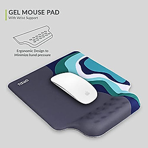 TIZUM Gel Mouse Pad Wrist Support|Place it on Desk with Laptop, Gaming Laptop, Monitor, Notebook|Has Anti-Slip Rubber Base, Foam & Cushion Support for Pain Relief|Use for Home & Office(9.7" x 8.2")