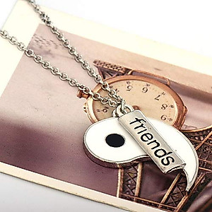 MileHouse Fine Necklace for Girls,4Pcs/Set Best Friend BFF Friendship Puzzle Rhinestone Heart Matching Necklace