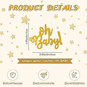 100 Pieces Baby Confetti Decors Gold Glitter Baby Scatter Table Confetti Baby Cupcake Toppers Cute Baby Shower Paper Confetti for Baby Shower Gender Reveal Baby Birthday Party Decoration