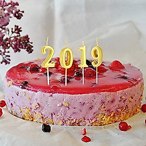 Yaomiao 10 Pieces Birthday Numeral Candles Cake Numeral Candles Number 0-9 Glitter Cake Topper Decoration for Birthday Party Favor (Gold)
