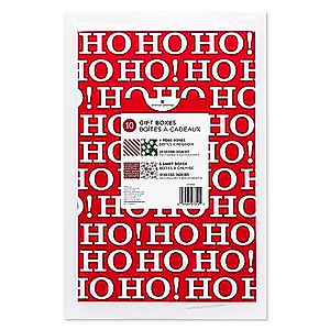 American Greetings Red and White Striped Gift Boxes for Christmas and All Holidays (10 Boxes, 6 Shirt Boxes, 4 Robe Boxes)