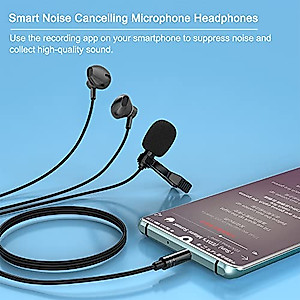 OKCSC AC300 3.5mm Headphones For Laptop With Omnidirectional Lavalier Lapel Microphone Semi-In-Ear Earphone Length Wired Earbuds With Volume Control For Recording Interview Vlog Microphone 10FT Length