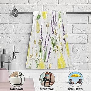 Kigai Lavender Lemon Hand Towels Set of 2, Highly Absorbent Soft Towel Decorative Hand Towel for Kitchen and Bathroom 14x28 Inch