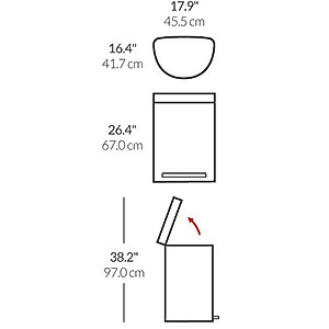 simplehuman 60 Liter Semi-Round Hands-Free Kitchen Step Stainless Steel Trash Can with Soft-Close Lid, Brushed