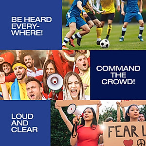 30 Watt Megaphone Bullhorn With Siren & Music, Lightweight Mini Bull Horn With Loud Speaker & Volume Control, 800 Yard Voice Range Mega Phone, Cheering Gifts for Kids & Adults Ages 14 15 16+ Years Old