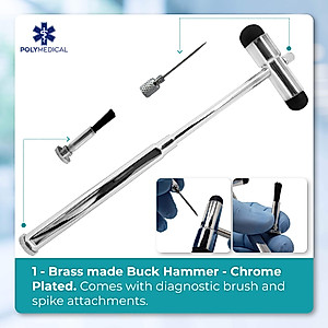 6 Piece Medical Student Diagnostic Kit - Reflex Hammer and Tuning Fork Set C 128 and C 512. Includes a Wantenberg Pinwheel and a Premium Japanese Steel Bandage Scissor 7.5”