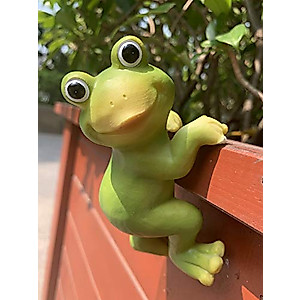 iRonrain Indoor Outdoor Statue Hanging Frog, Garden Mini Art Décor Figurine Ornament for Planter Pots Hanger Porch Patio Lawn (Design A)