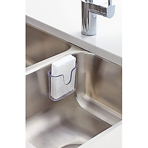 iDesign Vella Sponge Holder, Suction Cup Kitchen Sink Organizer - Clear