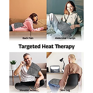 New 2023 Electric Heating Pad for Back Pain, Cramps, Neck, and Shoulders Pain Relief 12x24 UL Certified Double-Sided Ultra Soft Microplush Heat Pad - Dry & Moist Heat Patch with Lux Storage Bag (Gray)