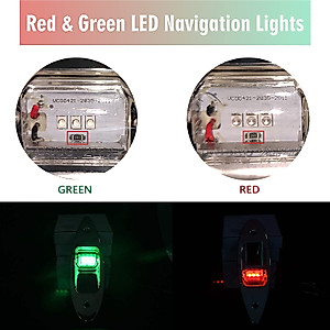 jamgoer Boat Navigation Lights 1 Pair Bow Light Waterproof Led 12V Stainless Marine Signal Sidelight for Pontoon Skiff Yacht (Red & Green)