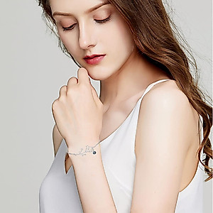 SLIACETE Birth Flower Projection Bracelet Personalized Photo 925 Sterling Silver Custom Picture 100 Languages Jewelry Memorial Gifts For Women Wife Mom