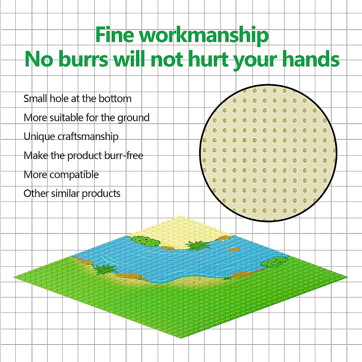 EKIND 6-Pack 10" x 10" Rainforest Base Brick Plate Compatible for All Major Brands, Scenes Baseplates for River, Tropical Treehouse Scenery and More Building Blocks Kids Toy (2 Straight + 4 Curve)