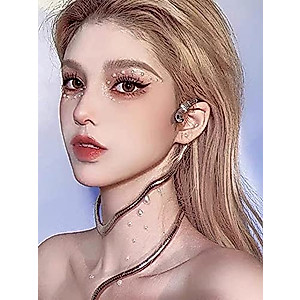 LAKIYOYO Bendable Snake Bracelet for Women Adjustable Punk Snake Choker - Flexible Multi-Purpose Medusa Necklace Hollween Jewelry（gold）