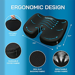 Pressure Relief Seat Cushion, Seat Cushions for Office Chairs, Sciatica Pain Relief Pillow, Tailbone Pain Relief Cushion, Gel Seat Cushion, Desk Chair Cushion, Car Seat Cushions for Driving