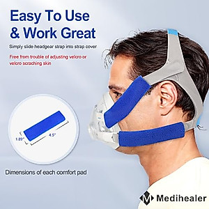 16 Pack Headgear Strap Covers, Universal and Reusable CPAP Strap Covers, Soft-Fleece Strap Pads for Reduce Red Marks, Great Value Kit Supplies by Medihealer