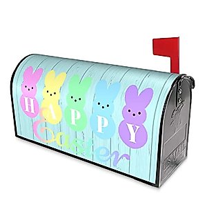 Happy Easter Mailbox Cover Magnetic Funny Bunny Mailbox Wraps Holiday Rabbit Post Letter Box Cover Home Garden Outdoor Decorations Standard Size 18" X 21"