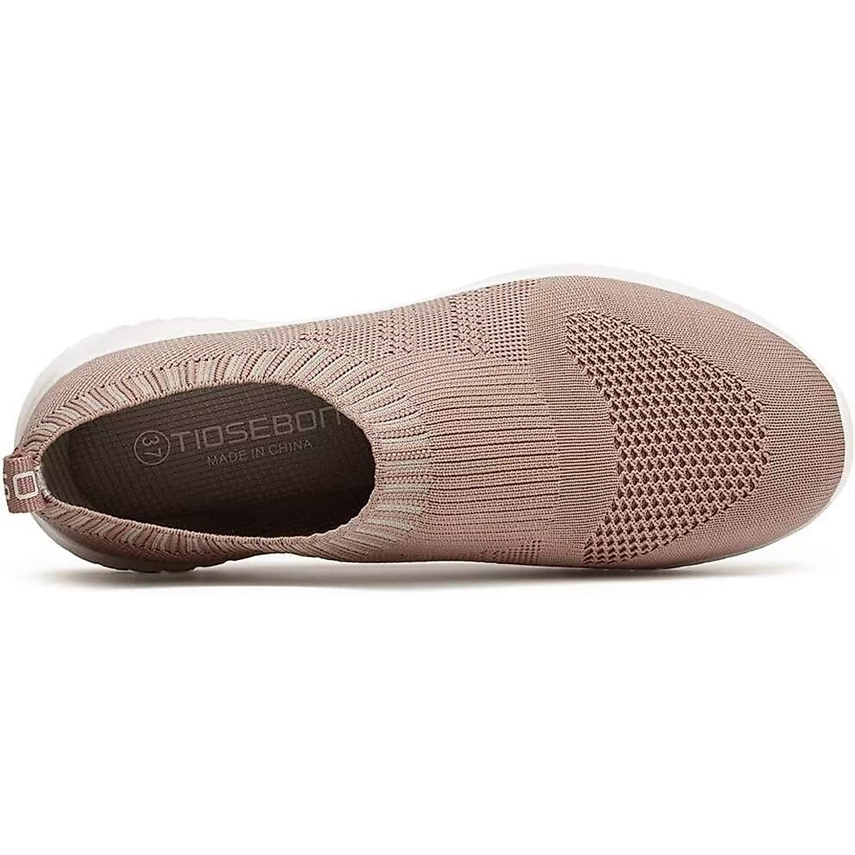 LANCROP Women's Lightweight Walking Shoes - Casual Breathable Mesh Slip On Sneakers Wide 9 US, Label 40 Apricot