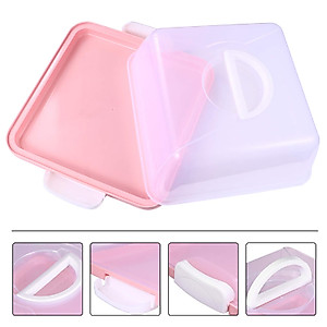 BESTOYARD Locking Cake Carrier Square Storage Container Stand for Cupcakes and Cakes with Collapsible Handles Pink,15536186GQMGRP,25.5x20cm