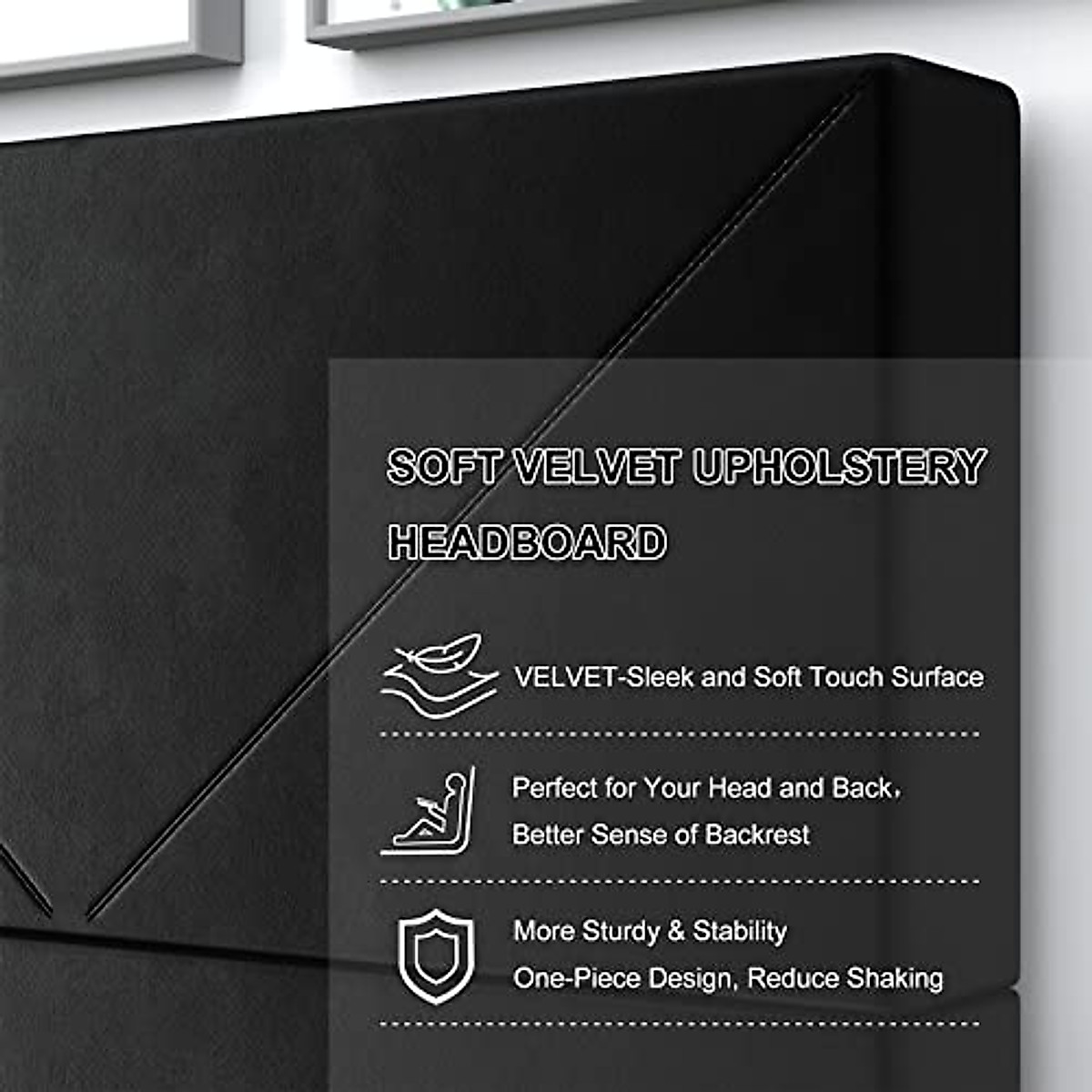 Flolinda King Size Bed Frame, Upholstered Bed Frame with Tall Tufted Velvet Headboard, Heavy Duty Metal Mattress Foundation with Wooden Slats, King Bed Frame No Box Spring Needed, Easy Assembly