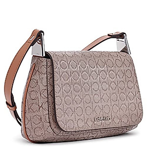 Calvin Klein Charlie Flap Crossbody, Almond/Taupe/Caramel