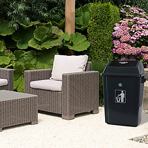 Ortodayes 4-Pack 16 Gollon Large Garbage Cans with Lids, Plastic Outdoor Trash Bin, Grey