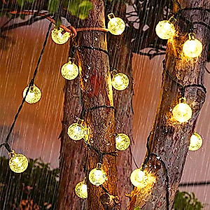 ANJAYLIA Solar Outdoor String Lights, 23Ft 50LED Globe String Lights with 8 Lighting Modes, Waterproof Solar Powered Patio Lights for Garden, Porch, Patio, Gazebo, Yard, Balcony, Outdoors (Warm White)