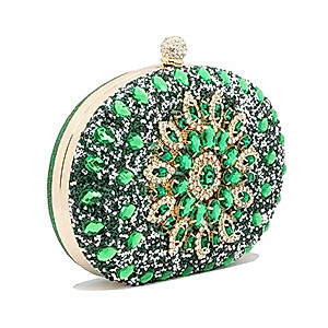 Green Purses for Women,Clutch Purses for Women Wedding Party Rhinestone Evening Bag Bridal Diamond Handbag (green)