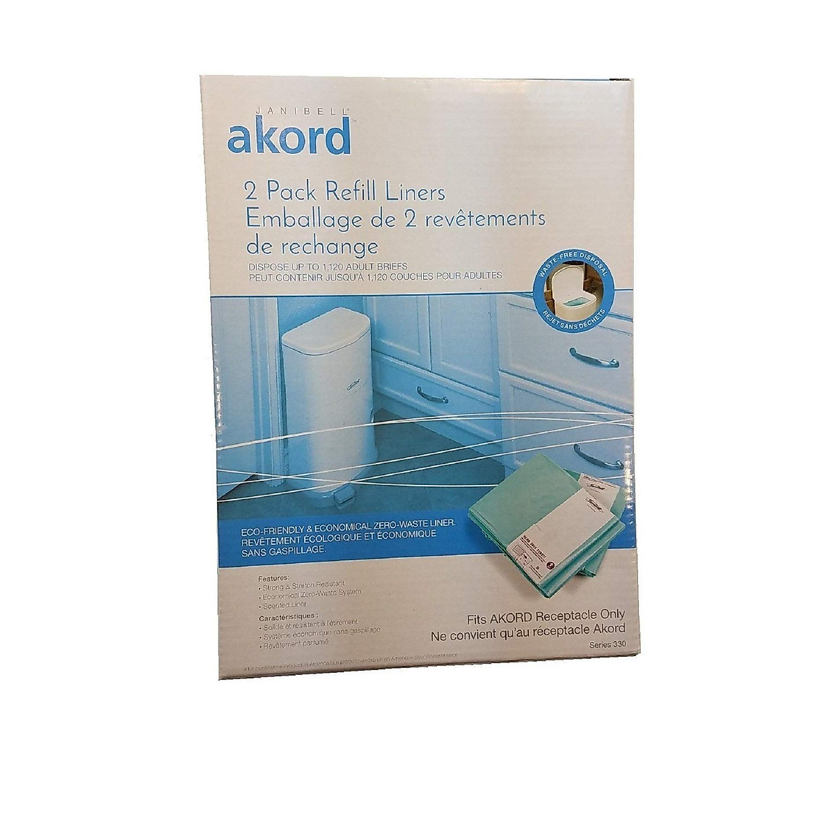 Akord 4-Pack Liner Refills For Janibell 330 Model Adult Diaper System (2 Packs in each of 2 Boxes)