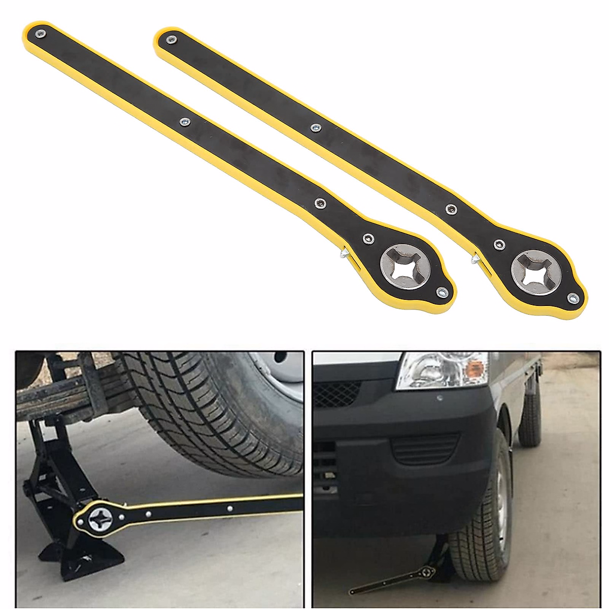 Auto Labor-Saving Jack Ratchet Wrench, Universal 360 Degree Swivel Tire, Pair 13.4in Car Jack Ratchet Wrench Labor Saving Tire Wheel Lug Wrench Repair Tool for Cars SUVs Trucks