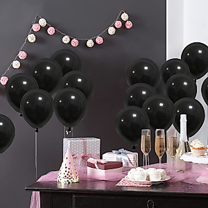 RUBFAC Black Balloons 120pcs 5 Inch Black Balloon Latex Party Balloons for Birthday Supplies Black Backdrop Decorations