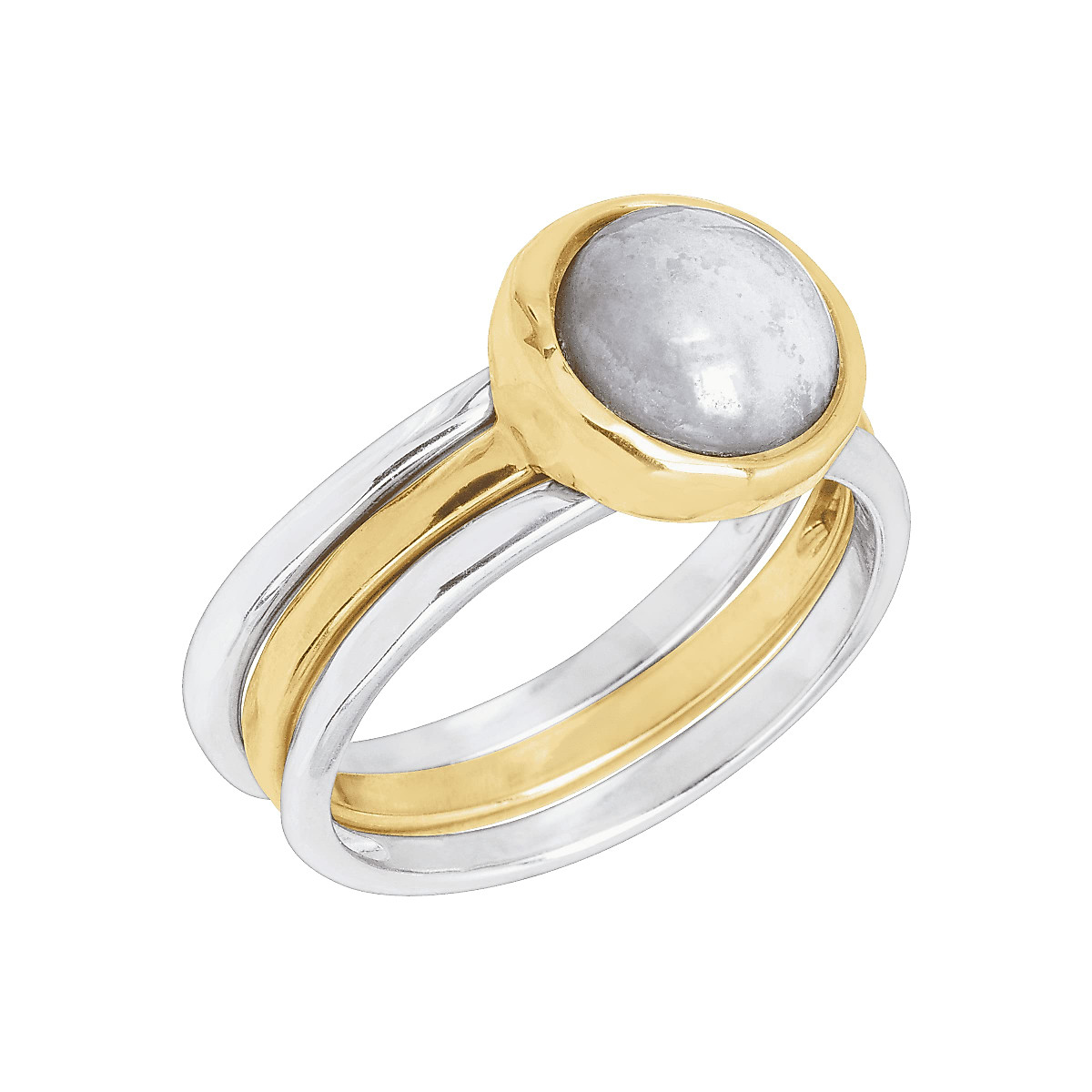 Silpada 'in Good Campanile' Stacking Rings with Natural Blue Lace Agate in Sterling Silver & Brass, Size 8