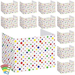 Teling Large School Privacy Boards for Student Desks Polk Dot Students Classroom Privacy Folder Study Carrel Reduces Distractions Privacy Boards for Student Desks Test Dividers 45x13.5 Inch (24 Pcs)