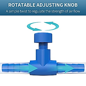 Pawfly Aquarium Air Control Valves for 3/16" ID Airline Tubing Single Way Plastic Air Flow Controllers Regulators Adjustable Blue Hose Connectors Air Pump Accessories for Fish Tanks, 10 Pack
