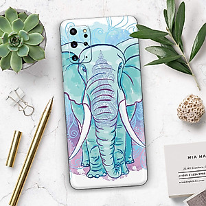 DesignSkinz Flourished Blue & Purple Sacred Elephant Protective Vinyl Decal Wrap Skin Cover Compatible with The Samsung Galaxy S20 (Screen Trim & Back Glass Skin)