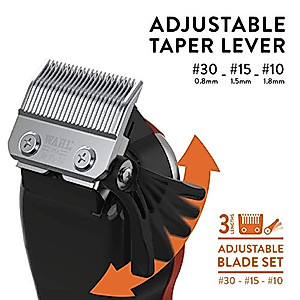 WAHL Professional Animal Deluxe U-Clip Pet, Dog, & Cat Clipper & Grooming Kit (9484-300), Red and Chrome