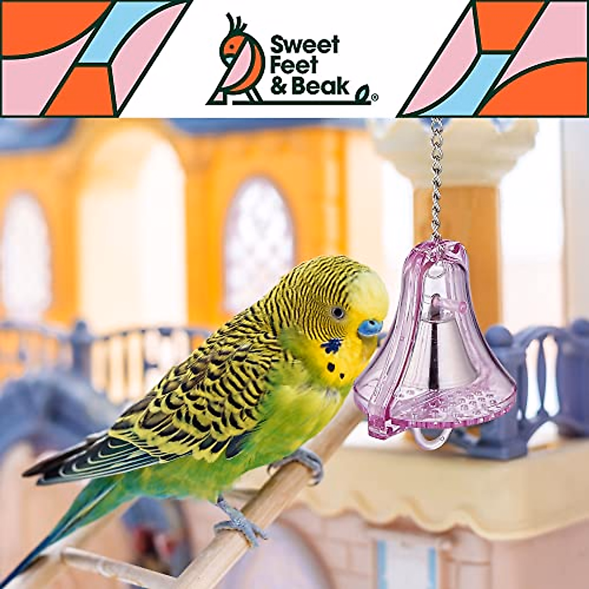 Sweet Feet and Beak Large Indestructibell - Perfect Cage Toy for Large Birds - Safe, Non-Toxic, Unbreakable, Easy to Install Bird Proof Cage Accessories