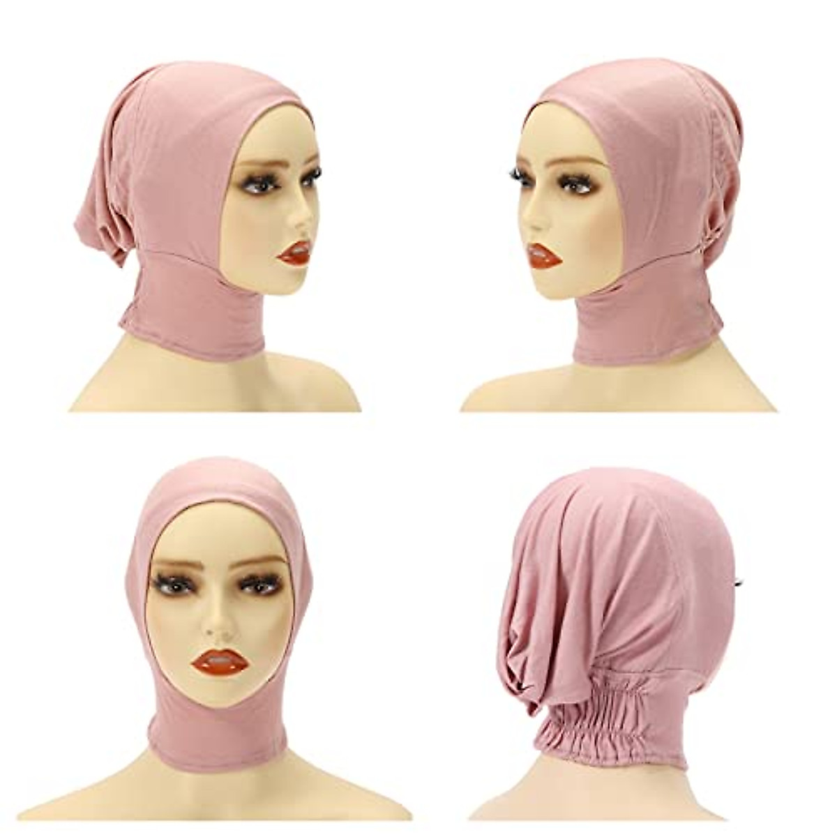 2 Pieces Muslim Jersey Muslim Inner Cap Stretch Turban Hijab Islamic Underscarf Bonnet Head Wear Neck Cover (Black+Coffee)