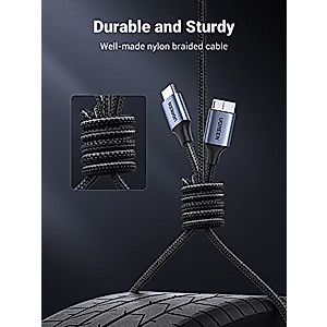 UGREEN Micro B to USB C Hard Drive Cables 10 Gbps, 3.3 FT USB C to Micro B, USB C to External Hard Drive Cable Compatible with MacBook Air M2 Pro, iPad, Galaxy S22, WD Toshiba Westgate Seagate, etc