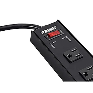 Monoprice Metal Surge Protector - 6 Outlet Power Strip, 1150 Joules 15 Amp, 125 Volt, 1875 Watt, 15 Feet, Black