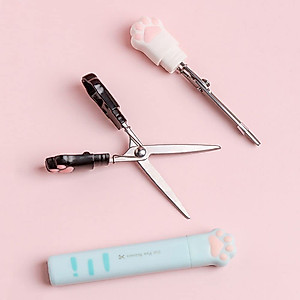 Cat Paw Scissors School Supplies Cute Stainless Steel Scissors for School Home Office Portable Mini Novelty Folding Design(Pink)