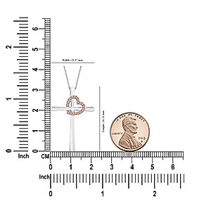 ARAIYA FINE JEWELRY 925 Sterling Silver and Rose Gold Round-shape Diamond Heart and Cross Pendant Necklace (1/10 cttw, I-J Color, I2-I3 Clarity), 18"