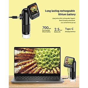 Handheld Digital Microscope, 800X HD Digital Microscope for Adults, with 2" LCD Screen Pocket Microscope for Kids, USB Lab Handheld Digital Microscopes Equipment, with 32GB SD Card