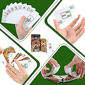 Sishynio Mahjong Cards Set, Mah-Jongg Playing Cards with 2 Dices & Chips, 2023 Handheld Mahjongg Game, Classical Chinese Table Game, Portable Poker Cards Set for Leisure Time Party Traveling Gifts