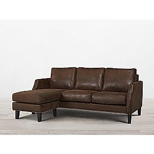 Abbyson Living Henry Reversible Sofa - Traditional Design, Fabric, Brown