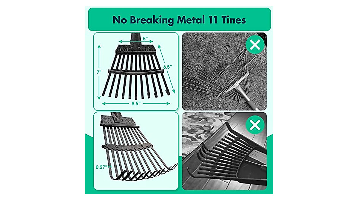 Heavy Duty Garden Leaf Rake with Adjustable Handle - Lilyvane