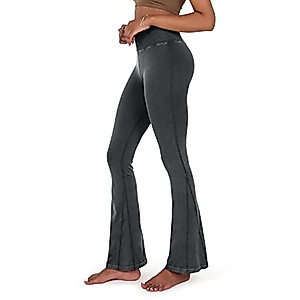 ODODOS Seamless Flare Leggings for Women Ribbed High Waist Gym Workout Casual Bootcut Yoga Pants, Black, Medium/Large