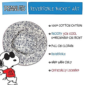 Peanuts Snoopy Bucket Hat, Packable Travel Hat, Wide Brim Summer Hat